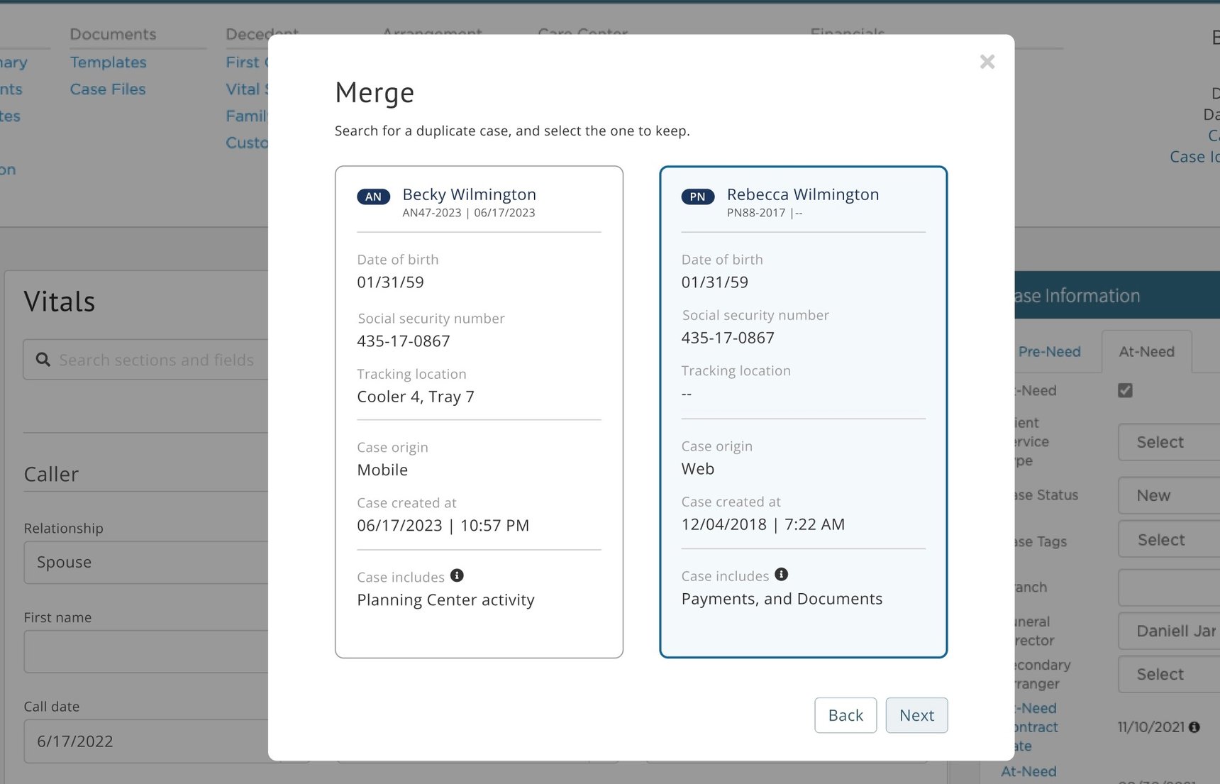 Merge cases in Passare